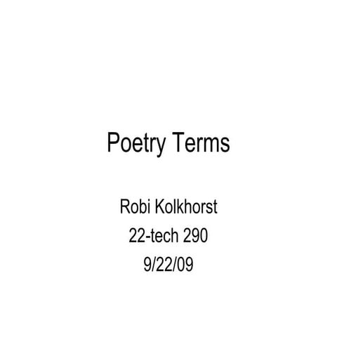 Poetry Terms Slideshow | PPT