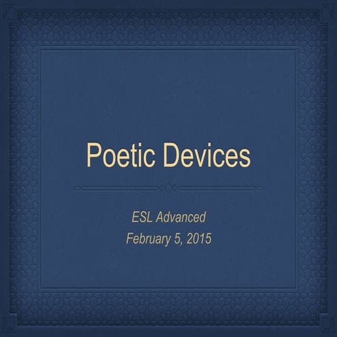 Poetry unit analysis 2 | PPT