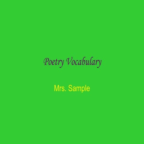 Poetry Vocabulary | PPT