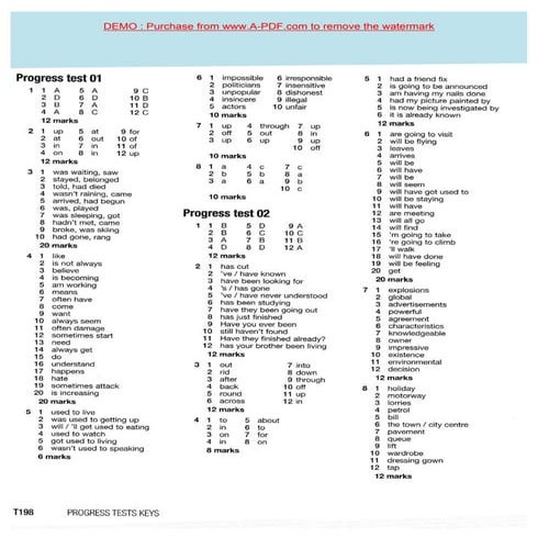 Progress tests answer key | PDF