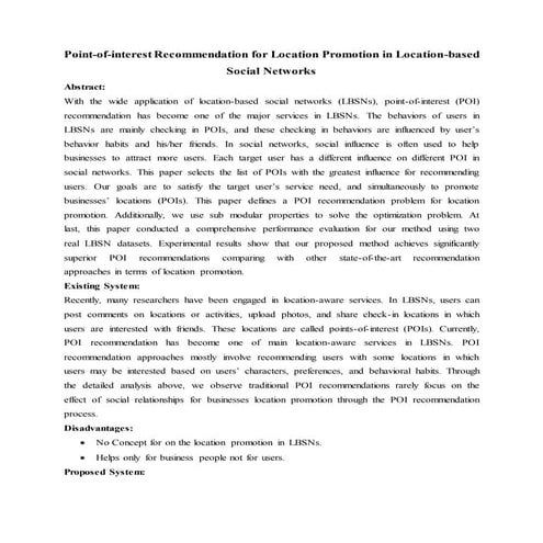 Point Of Interest Recommendation For Location Promotion In Location Based Social Networks Pdf