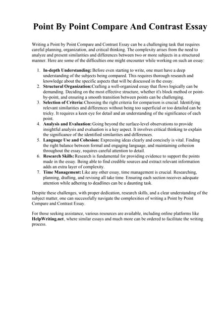 Comparative Contrast Essay. Pittsburg State University | PDF