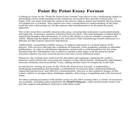 Point By Point Essay Format | PDF