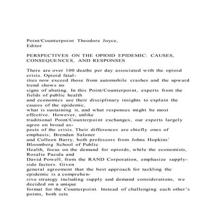 Point counterpoint theodore joyce,editorperspectives on | DOCX