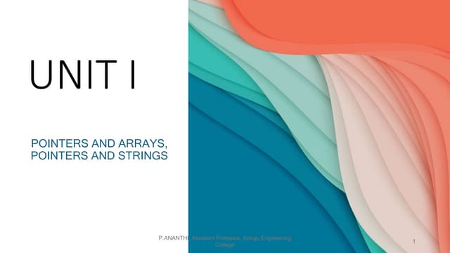 Pointers And Array Pointer And Stringpptx Programming Languages