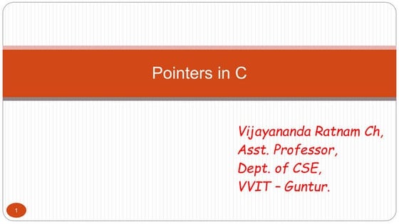 Pointers in C Programming | PPT Pointers in C Programming | PPT