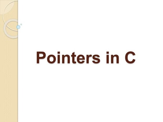 Pointers in C Programming | PPT Pointers in C Programming | PPT
