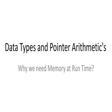 Pointers lesson 3 (data types and pointer arithmetics) | PPT