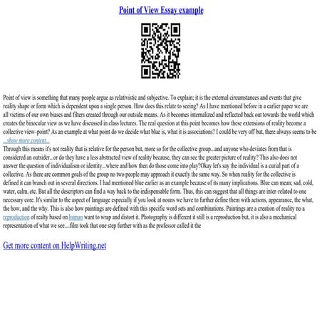 Point Of View Essay Example | PPT