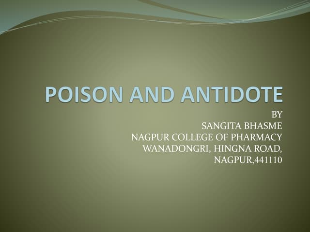 Classification of poisons and its mode of action | PPTX | Digestive ...
