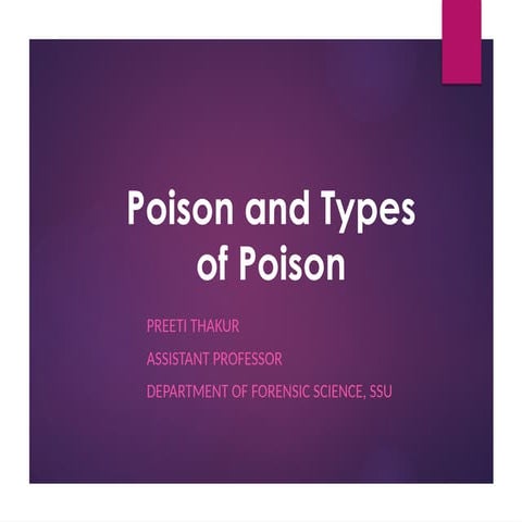 Classification of poisons and its mode of action | PPTX