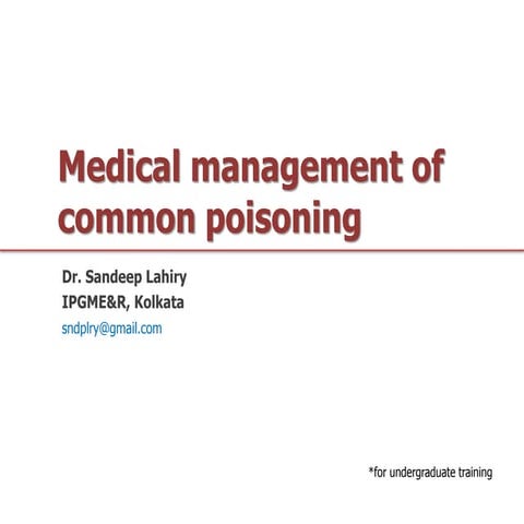 Medical management of common poisoning | PDF