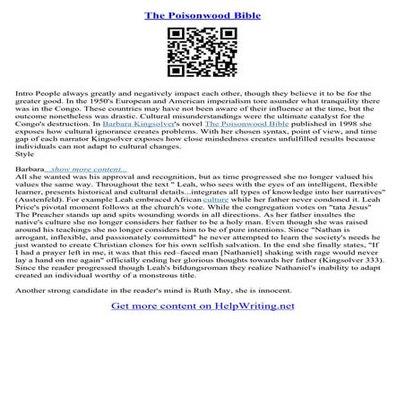 Poisonwood Bible Essay | PDF | Christianity | Religion & Spirituality
