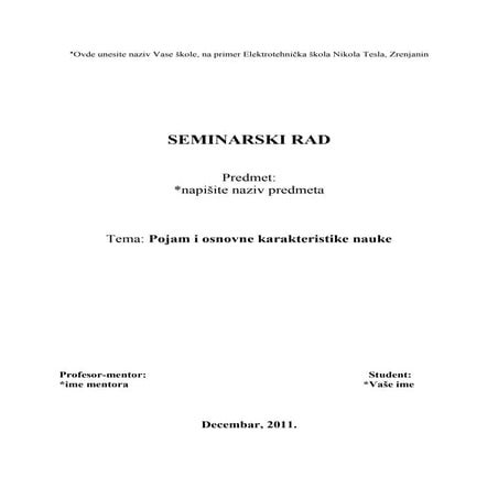 Pojam i osnovne karakteristike nauke | DOC