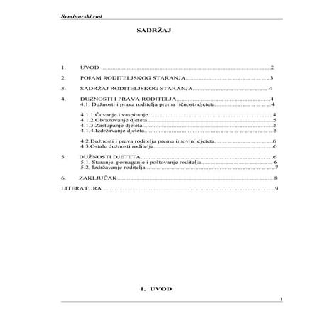 Pojam i sadrzaj roditeljskog staranja ij | PDF
