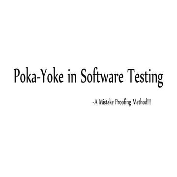 Poka-Yoke in Software Testing | PDF