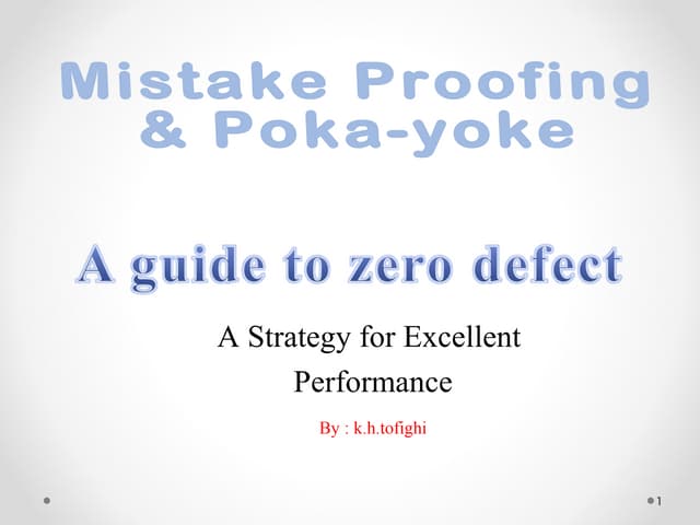 Poka yoke (mistake proofing) | PDF