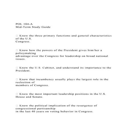 POL 104-A Mid-Term Study Guide Know the three primar.docx | Civic ...