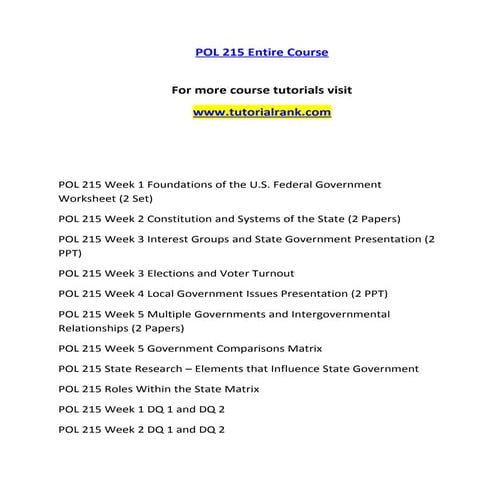 POL 215 Inspiring Innovation / tutorialrank.com