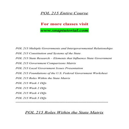 Pol 215 Enhance teaching / snaptutorial.com