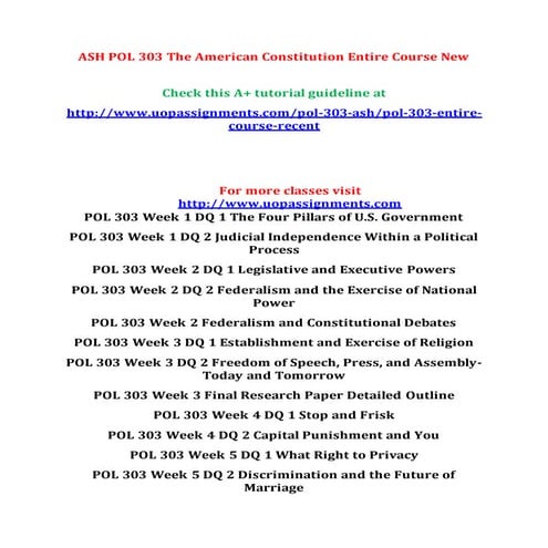 POL 303 Entire Course NEW | DOCX