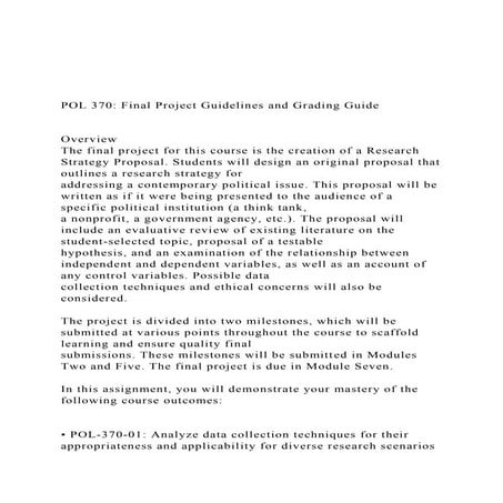 POL 370 Final Project Guidelines and Grading Guide O.docx