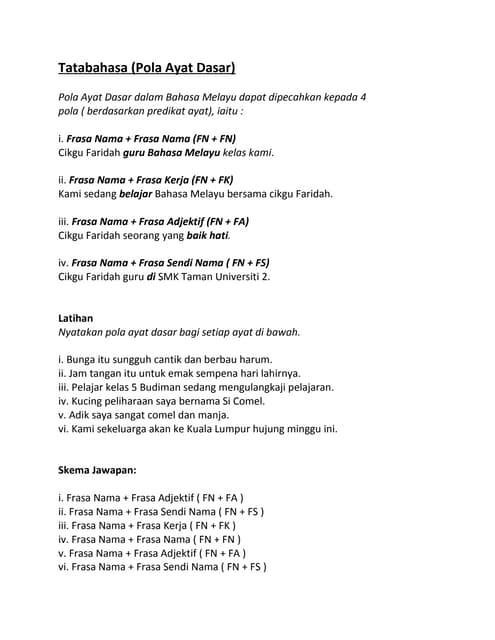 Susunan ayat biasa dan susunan ayat songsang | PDF