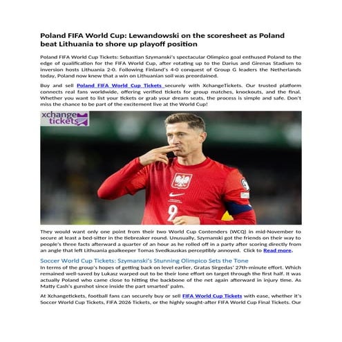 Poland FIFA World Cup Lewandowski on the scoresheet as Poland beat ...