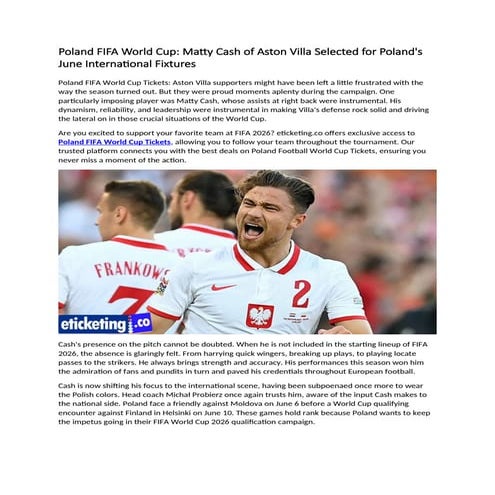 Poland FIFA World Cup Matty Cash of Aston Villa Selected for Poland's ...