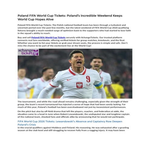 Poland FIFA World Cup Tickets Poland’s Incredible Weekend Keeps World ...