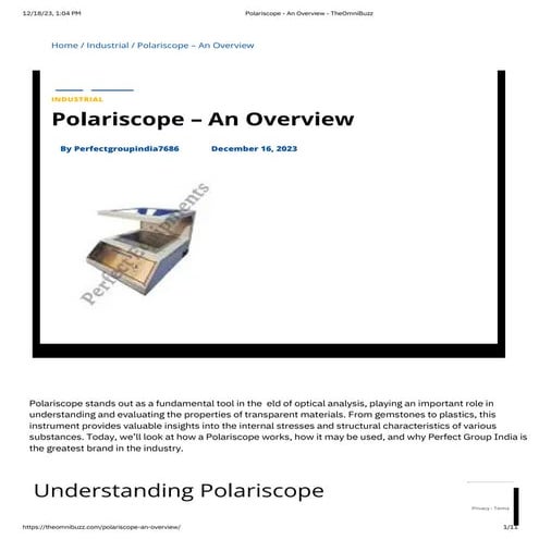 Polariscope – An Overview | PDF