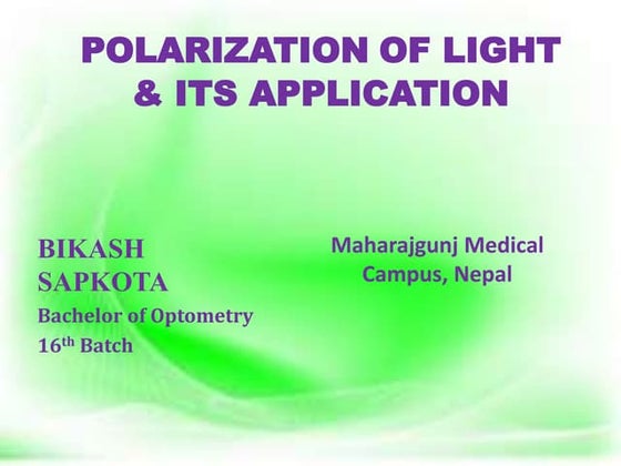Polarization Of Light Ppt