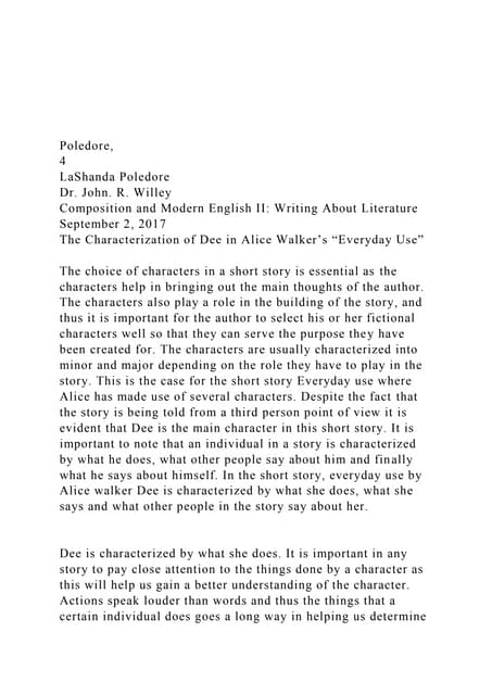 Everyday Use By Alice Walker Essay | PDF
