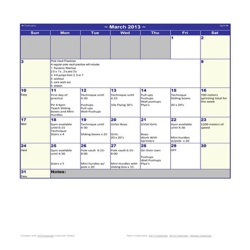 Pole Vault Workouts | PDF