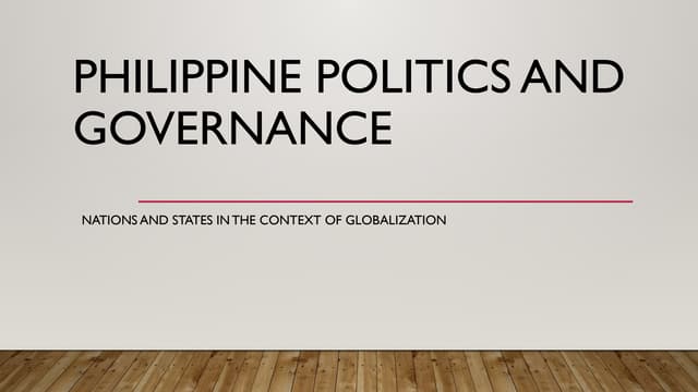 Philippine Politics and Governance LESSON: STATE AND NATION | PPTX