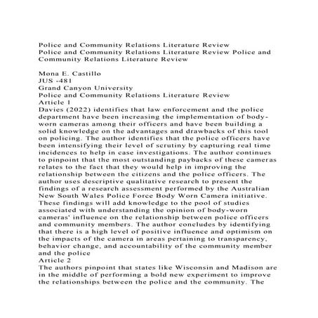 Police and Community Relations Literature ReviewPolice and Commu.docx