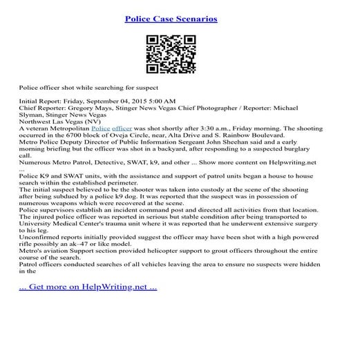 Police Case Scenarios | PDF