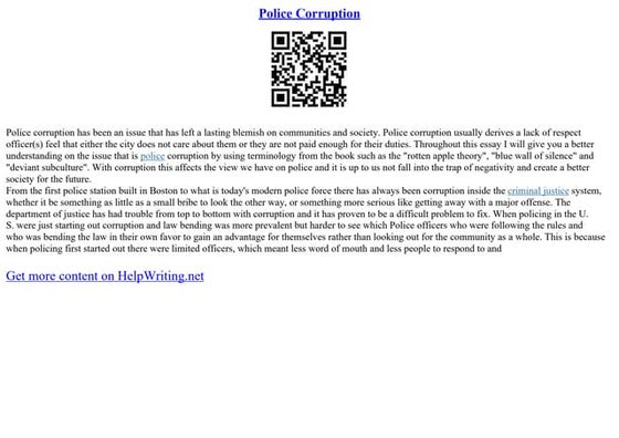Police And Police Corruption | PDF | Crime & Harmful Acts to ...