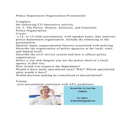 Police Department Organization PresentationComplete the follow.docx