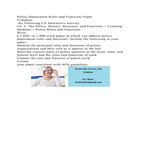 Police Department Roles and Functions Paper Complete the followi.docx | Law