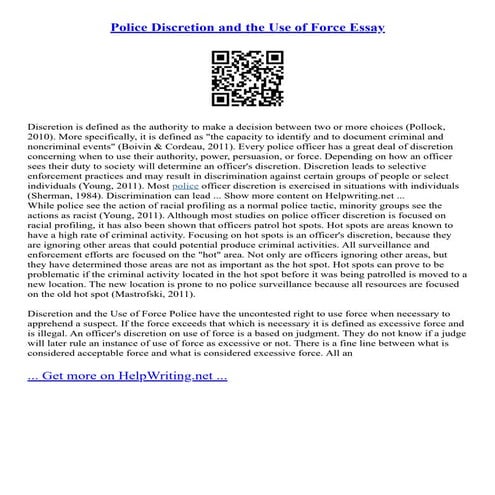 Police Discretion And The Use Of Force Essay | PDF | Crime & Harmful ...