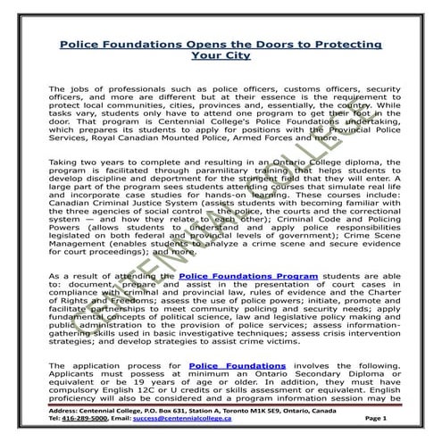Police Foundations Opens the Doors to Protecting Your City | DOCX