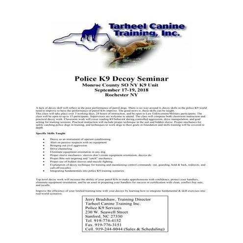 Police K9 Decoy Seminar Monroe County SO Rochester NY | DOC | Law