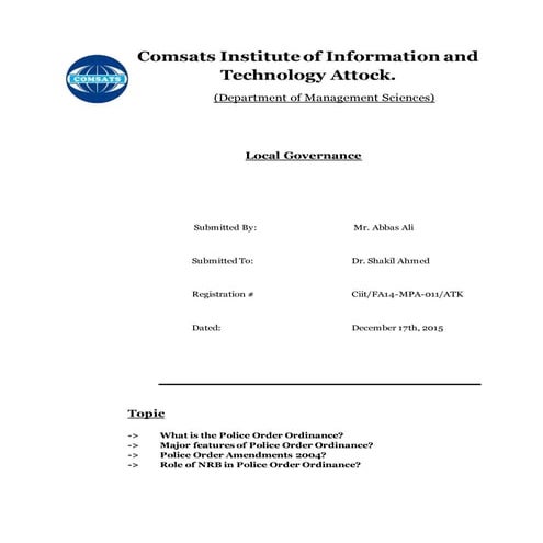 Police order pakistan | DOCX