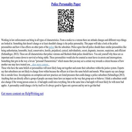 Police Personality Paper | PDF