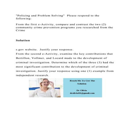 Policing and Problem Solving Please respond to the following.docx
