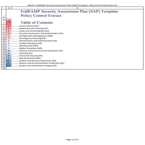 Policy. FedRAMP Security Assessment Plan (SAP) Template, Policy and ...