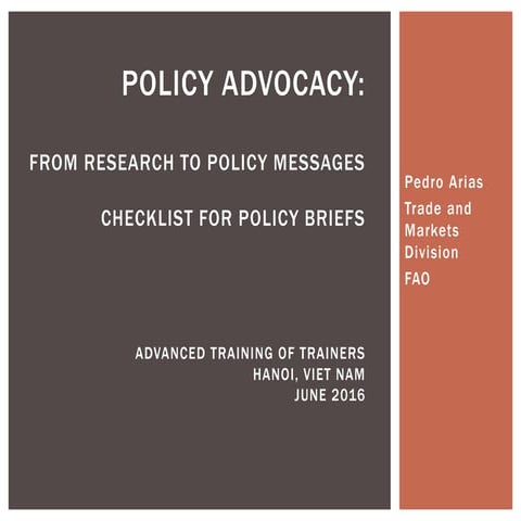 Policy advocacy: From research to policy messages checklist for policy ...