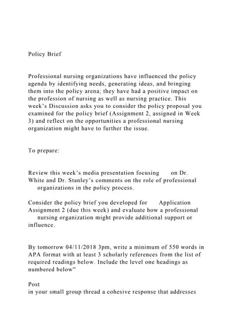 Assignment 2 Health Policy Proposal Analysis (Policy Brief).docx