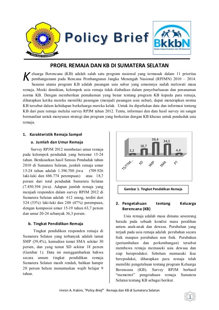 Policy brief remaja dan kb di sumatera selatan edit n posting